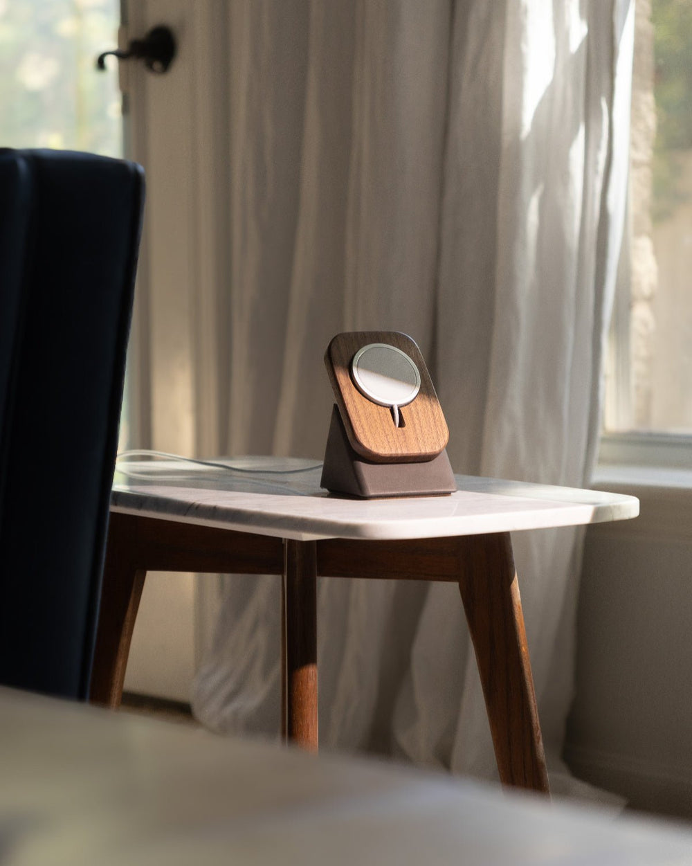 MagSafe Charging Stand - Upright Two (Walnut / Charcoal) | Modhaus